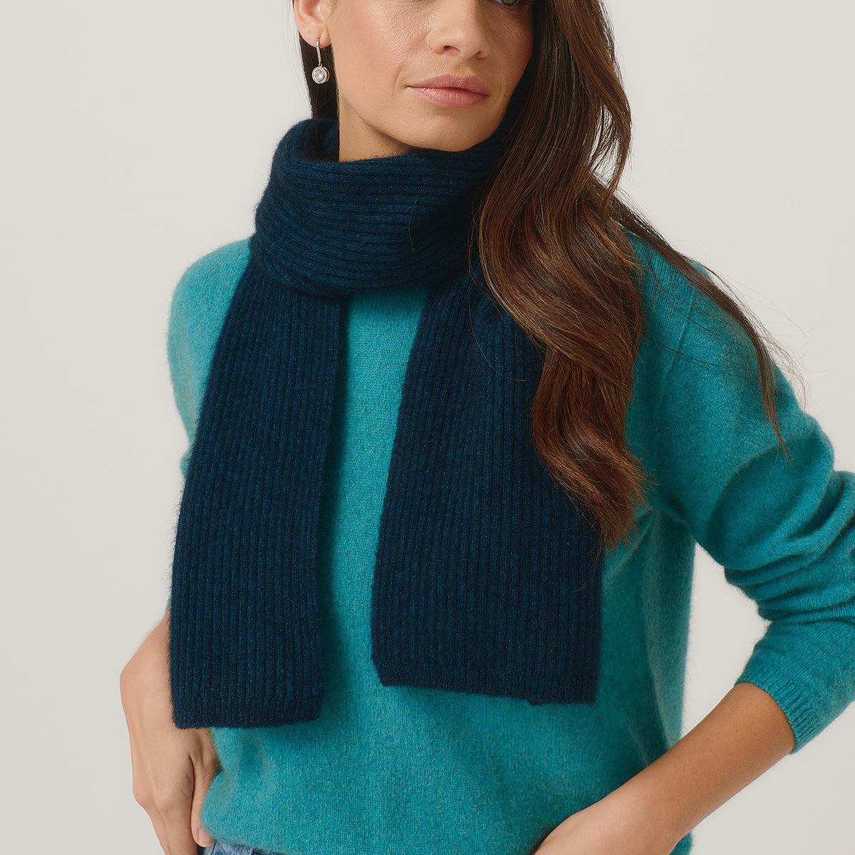 Ribbed Scarf | ZQ Merino, Brushtail Possum & Silk | Classic Rib Knit ...